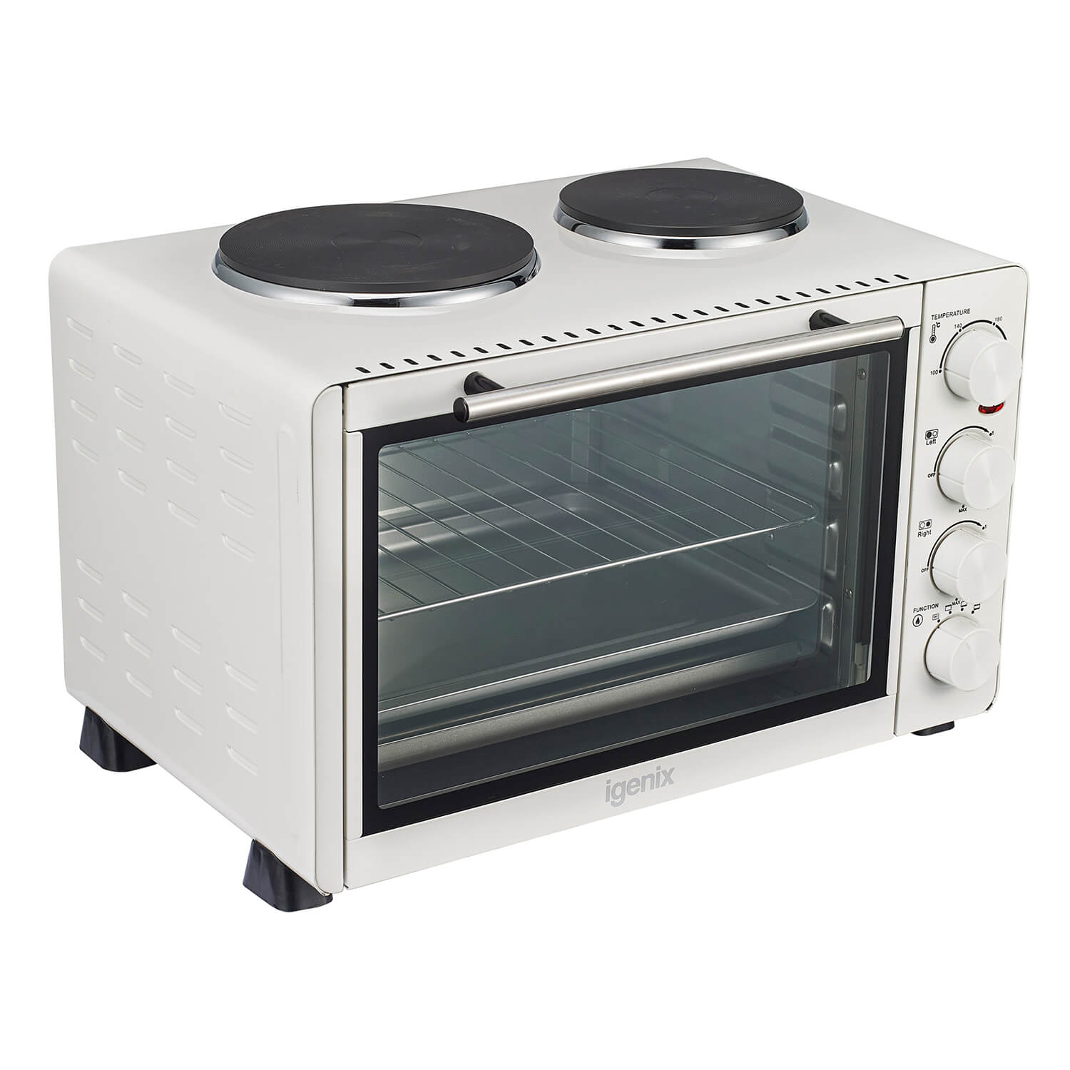 Igenix 30 Litre Mini Oven With Double Hotplates - White | Coopers Of ...