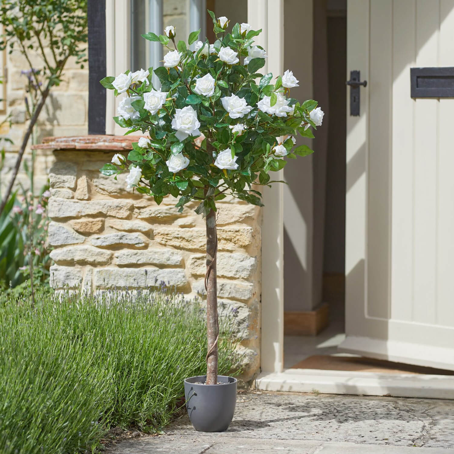 Artificial 120Cm Regent's Roses - White | Coopers Of Stortford