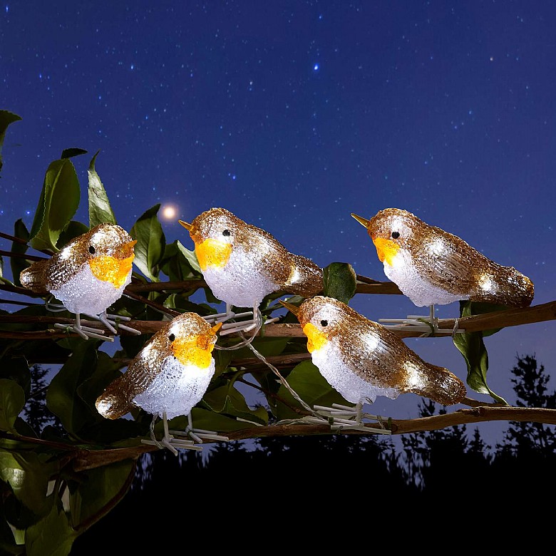 Solar Lights Set of 5 Robins