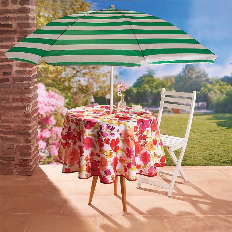 Floral Print Round Tablecloth with Parasol Zip Coopers Of Stortford