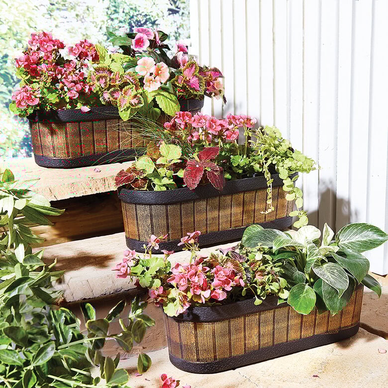 Set 3 Oval Barrel Planters | Coopers Of Stortford