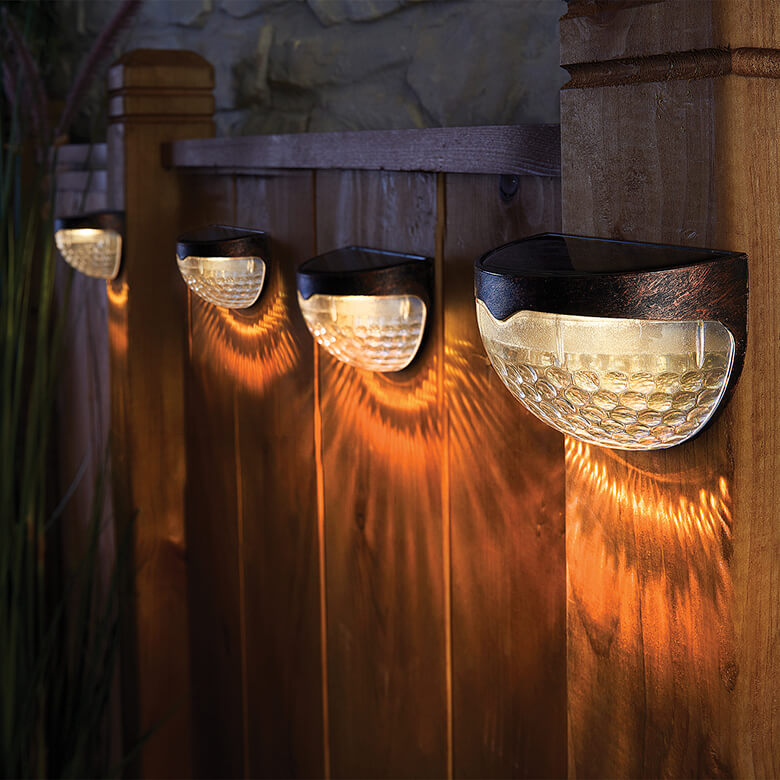 Set of 4 Bronze-Effect Solar Fence Lights | Coopers Of Stortford
