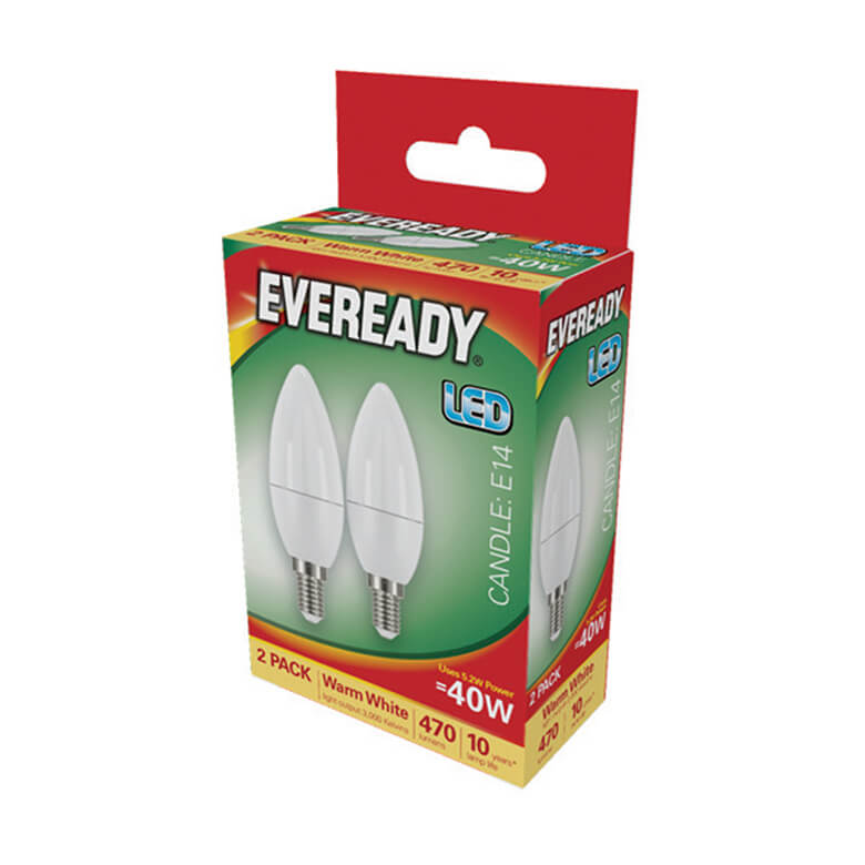 Pack of 2 Eveready 40W Candle Bulb E14 | Coopers Of Stortford
