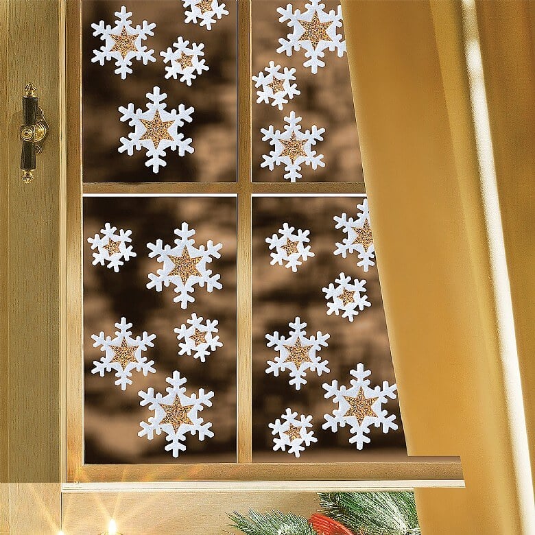 Pack of 18 Snowflake Window Stickers | Coopers Of Stortford