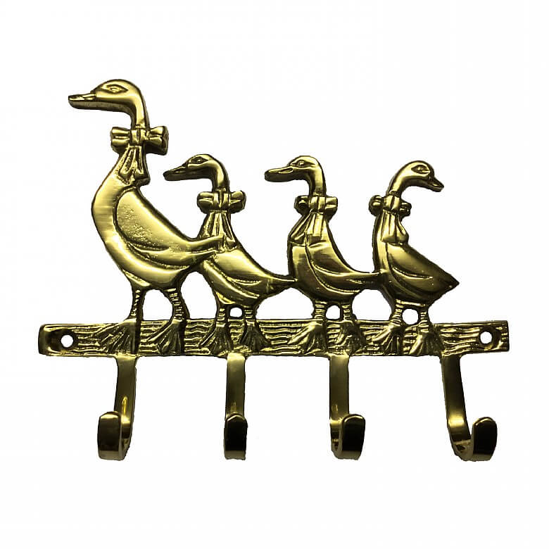 Duck Caravan Four Brass Hooks | Coopers Of Stortford