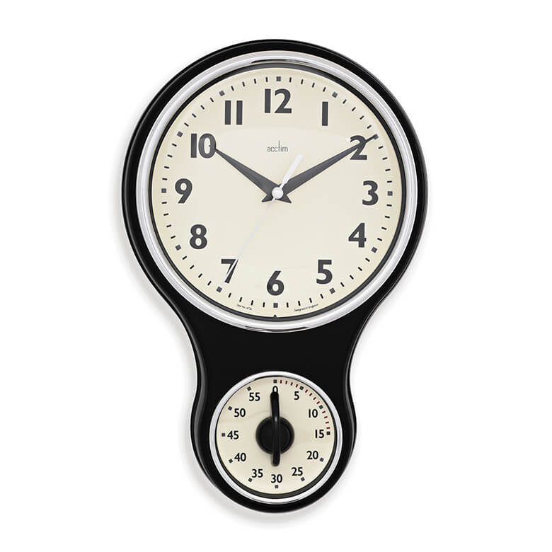 Acctim Kitchen Time Wall Clock With Retro Style Domed Glass Lens ...