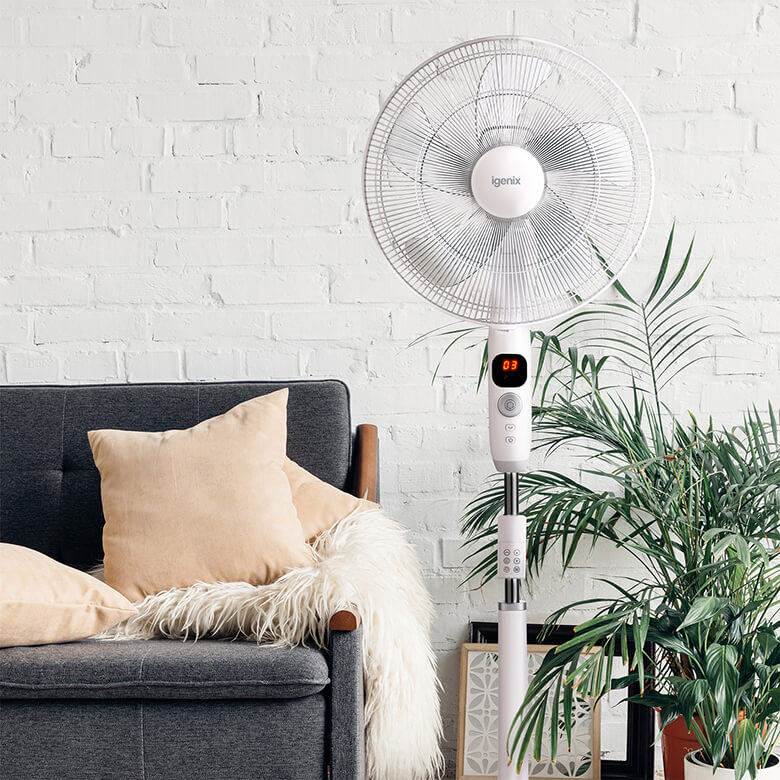 Igenix 16 Inch Dc Motor Digital Pedestal Fan - White | Coopers Of Stortford