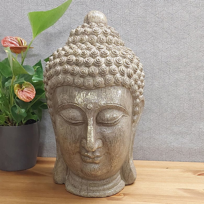 Buddha Head Carved Wood Effect | Coopers Of Stortford