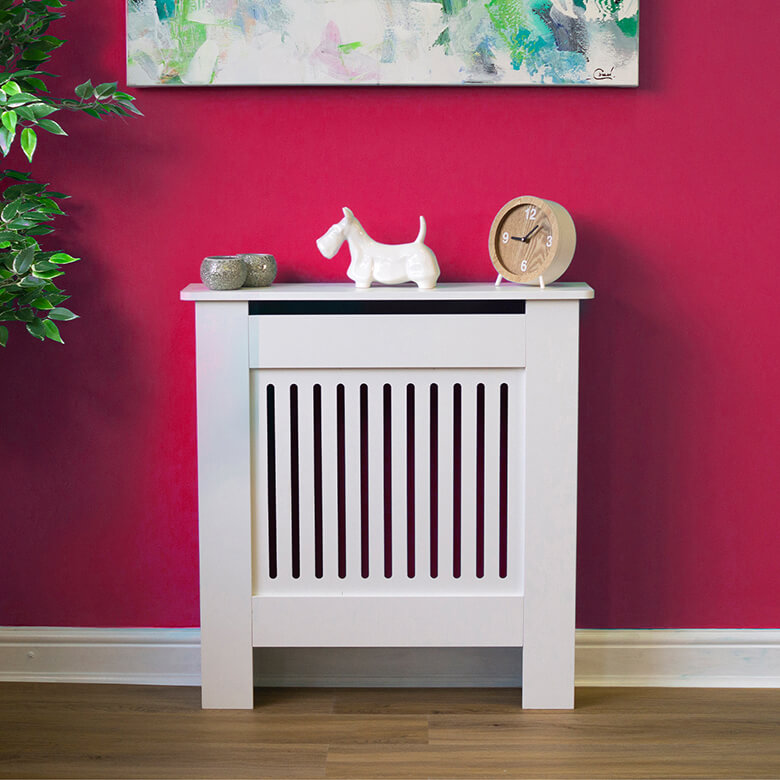 White Radiator Cover With Vertical Slatted Vents - 152cm X 82cm ...