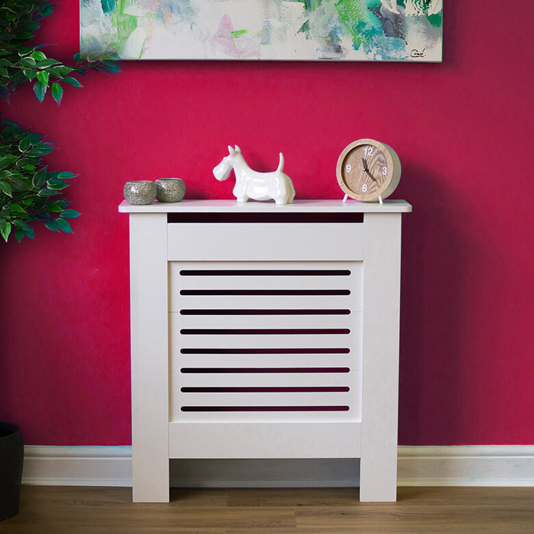 White Radiator Cover With Horizontal Slatted Vents - 152cm X 82cm ...