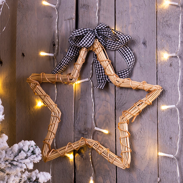 Natural Wicker Hollow Star Ornament | Coopers Of Stortford