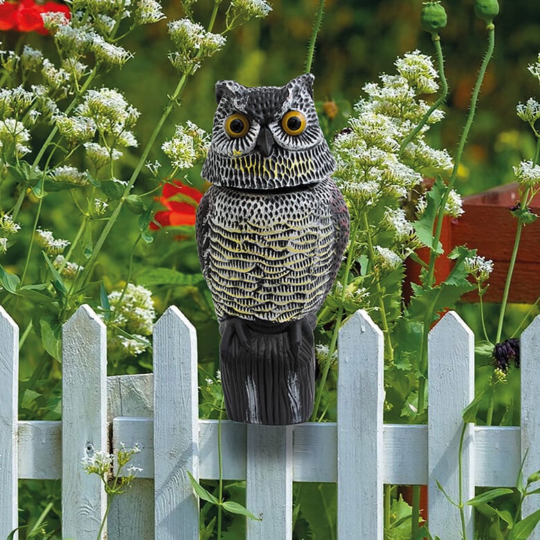 Life-Sized Decoy Owl with Rotating Head - Bird and Small Mammal Scaring ...
