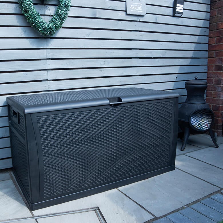 Rattan Style Outdoor Storage Box 461L | Coopers Of Stortford