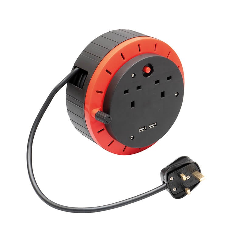 Eagle 2 Socket Cassette Cable Extension Reel with 2 USB Chargers ...