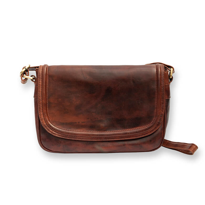 Roma Flapover Handbag - Brown | Coopers Of Stortford
