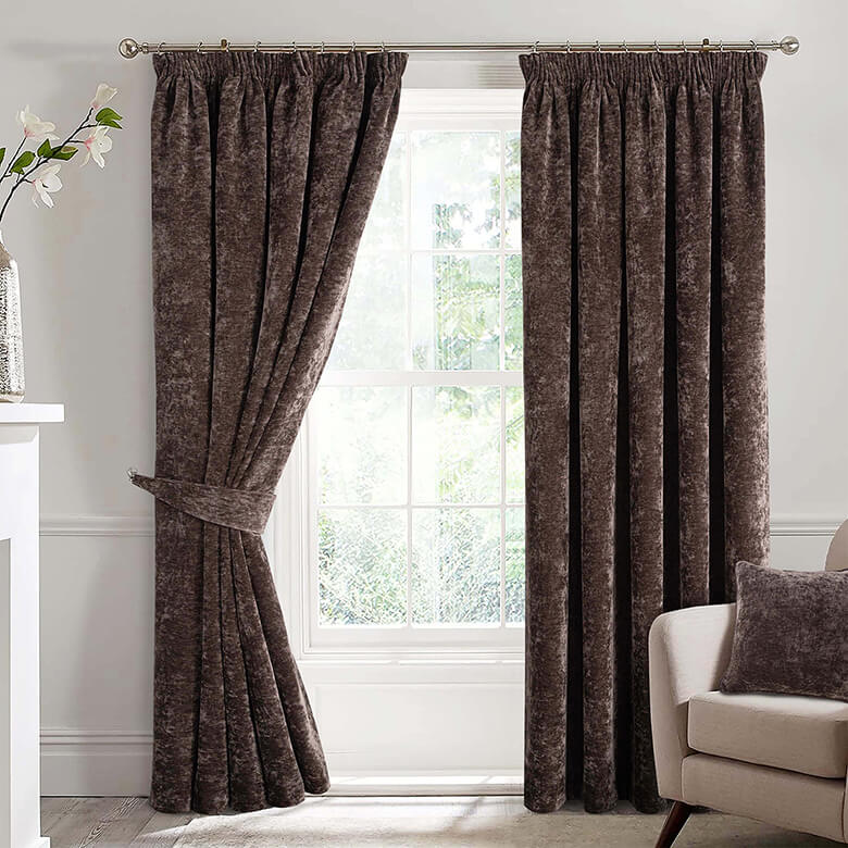 Camden Pencil Pleat Blackout Curtains Chocolate
