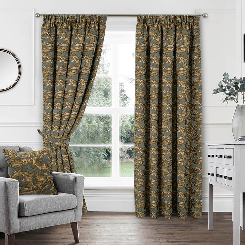 Georgia Pencil Pleat Curtains Gold
