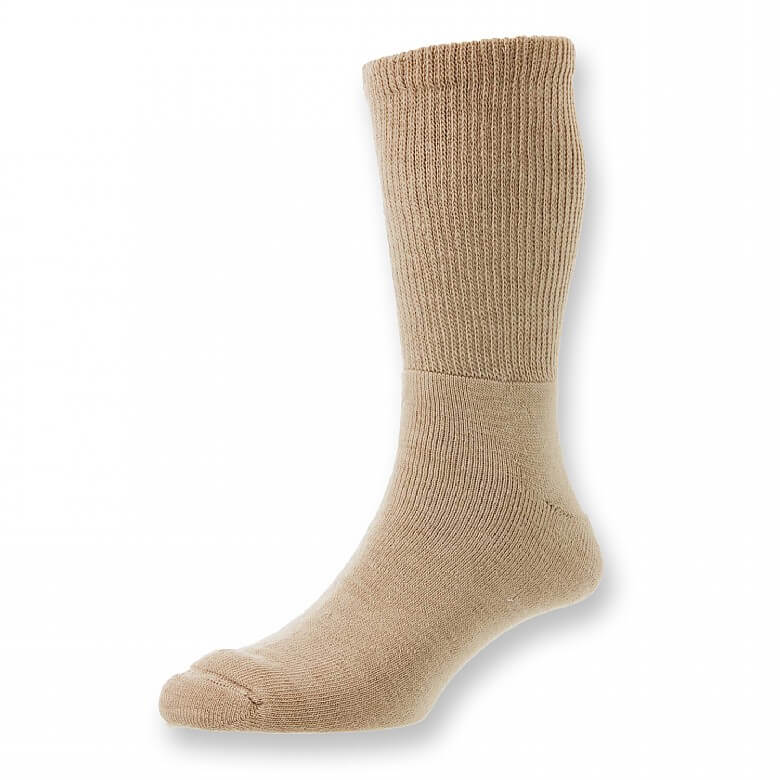 Men's Diabetic Wool 2 Pair Mens Socks Beige | Coopers Of Stortford