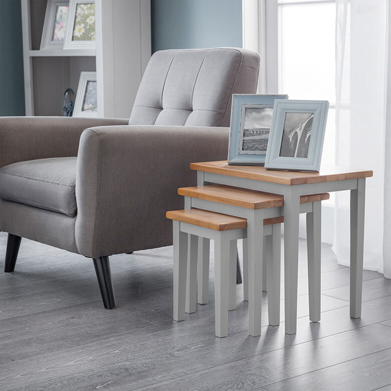 Grey wood nest of tables store