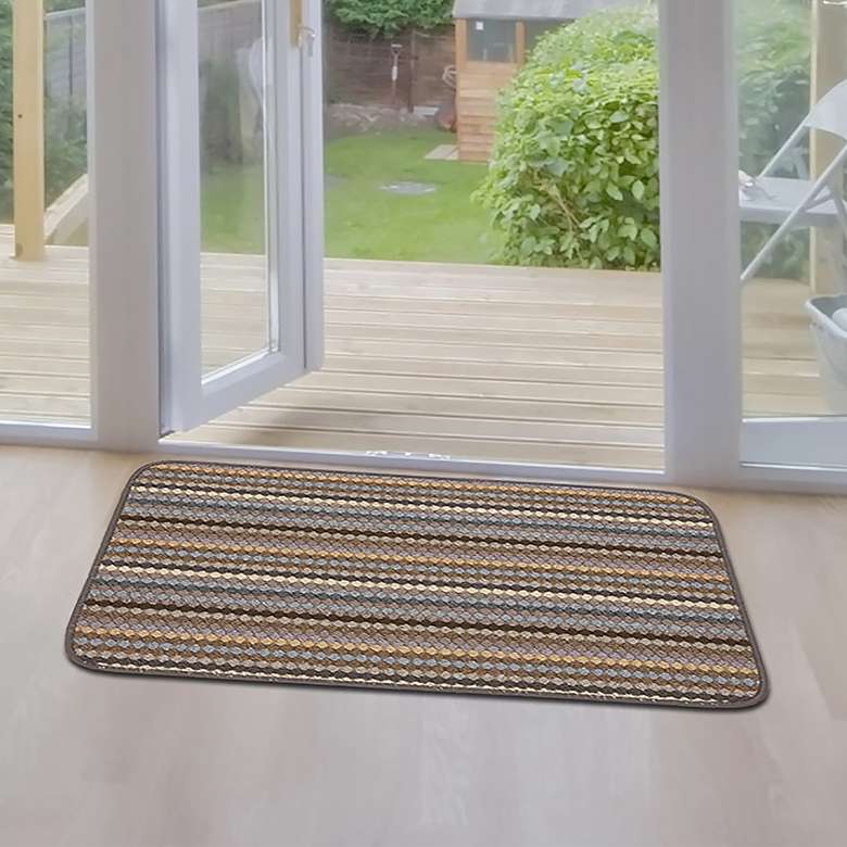 Stripe Washable Mat Beige | Coopers Of Stortford