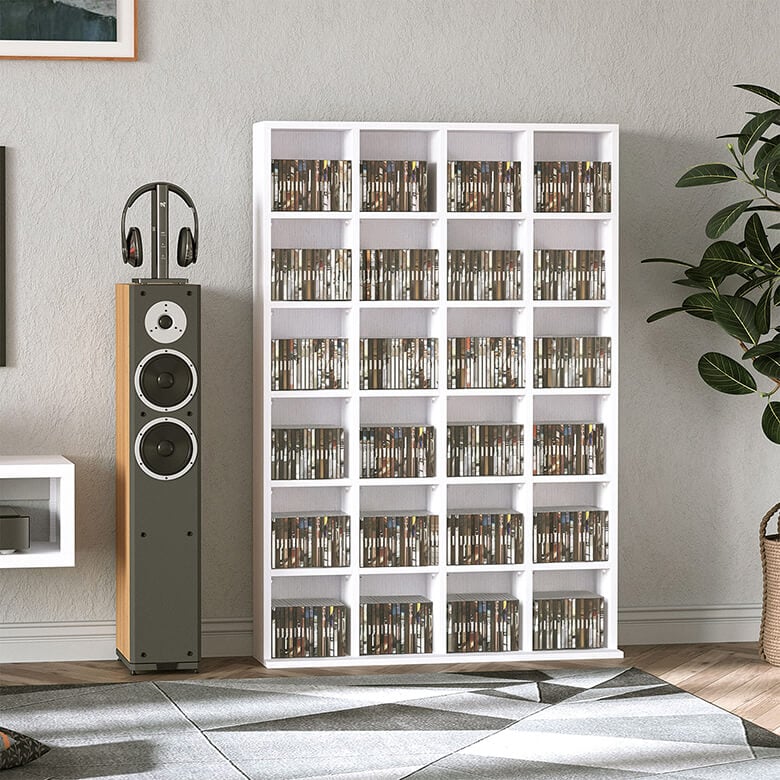 Media Storage Rack White | Coopers Of Stortford