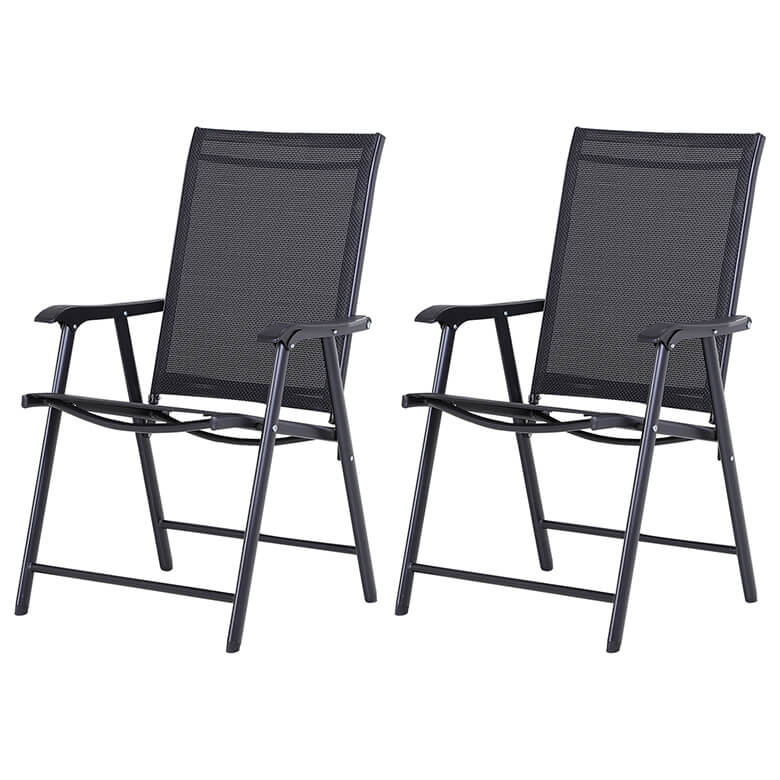 Set of 2 Foldable Metal Garden Chairs Black