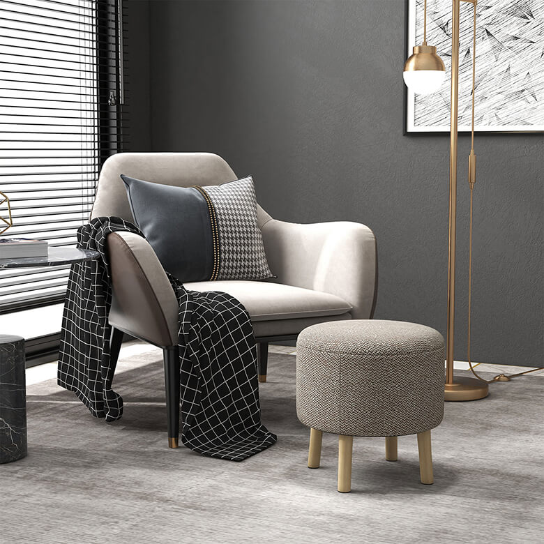 Grey round ottoman with storage store