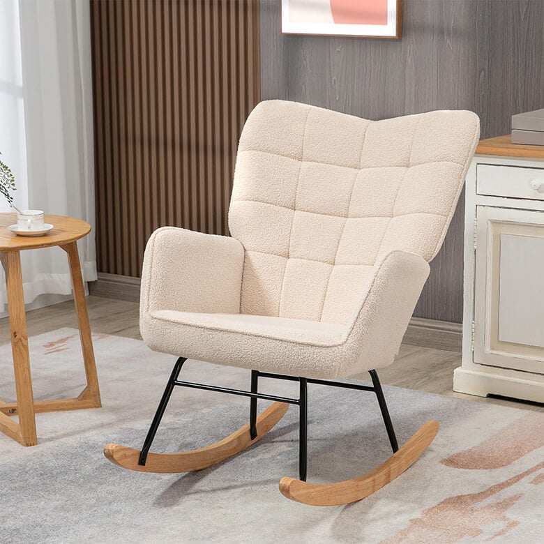 Wingback Rocking Chair Beige | Coopers Of Stortford