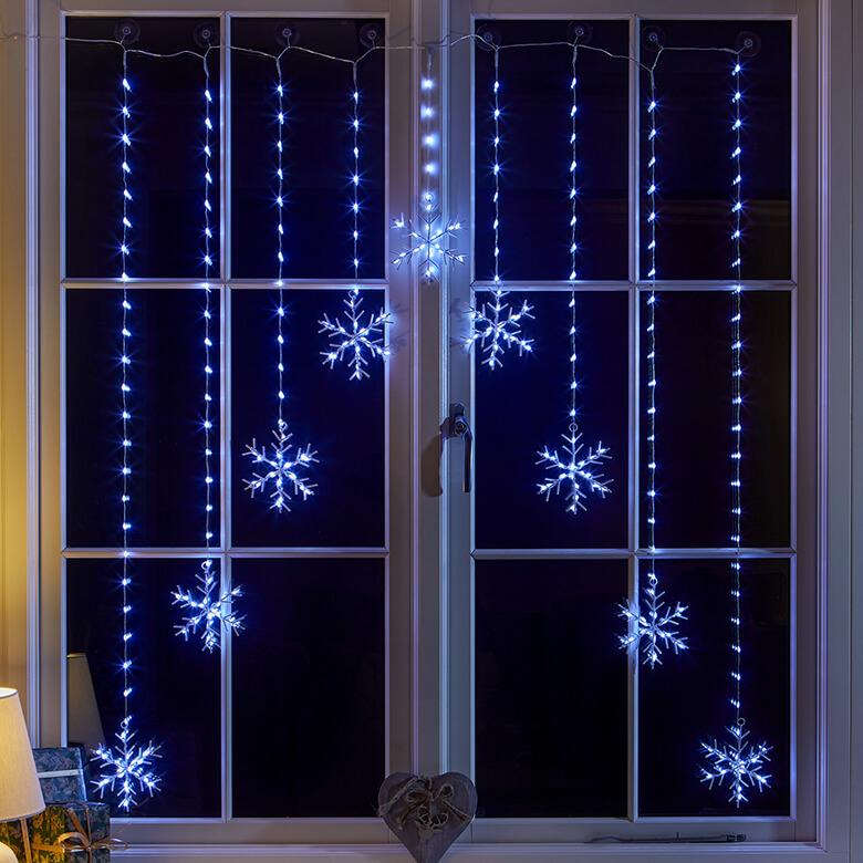 Hanging Curtain Snowflake Lights Cool White Coopers Of Stortford