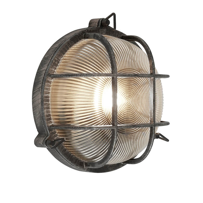 Round Bulkhead Outdoor Wall Light - Silver | Coopers Of Stortford