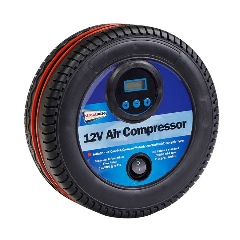 12V Air Compressor Tyre Shape Digital Gauge Coopers Of Stortford