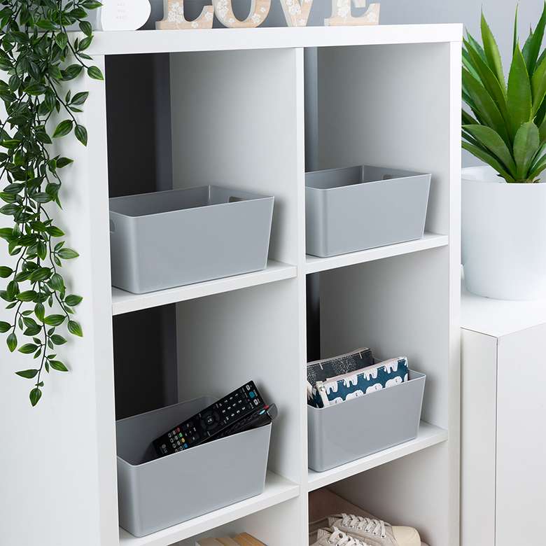 Pack of 4 Studio Baskets Rectangular 4.02 - Cool Grey | Storage ...