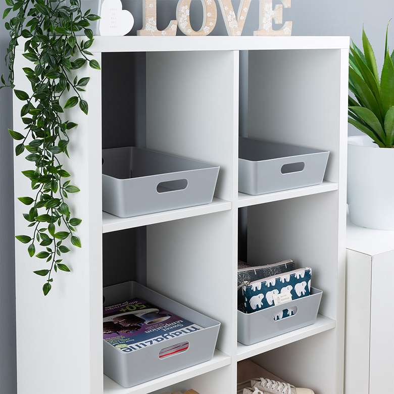 Pack of 4 Studio Baskets Rectangular 5.01 - Cool Grey | Home Storage ...