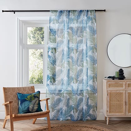 Blue voile curtains store