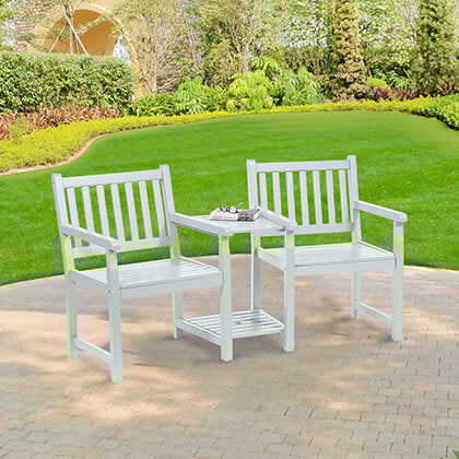 PU Painted Hardwood Sage Green Love Seat